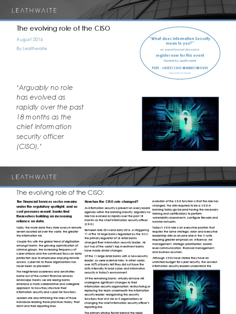 The Evolving Role of The CISO | PDF | Chief Information Officer ...