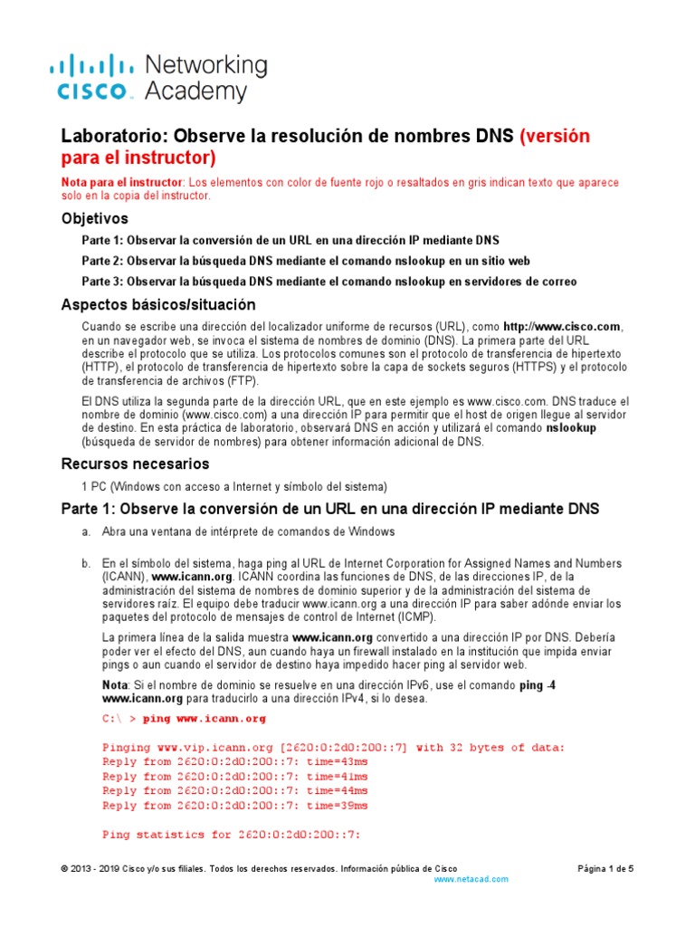 15.4.8 Lab - Observe DNS Resolution - ILM | PDF | sistema de nombres de dominio | Dirección IP