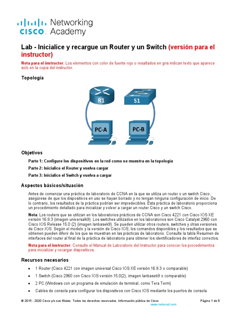 Lab - Initialize and Reload A Router and Switch - ILM | PDF | Enrutador (Computación ...