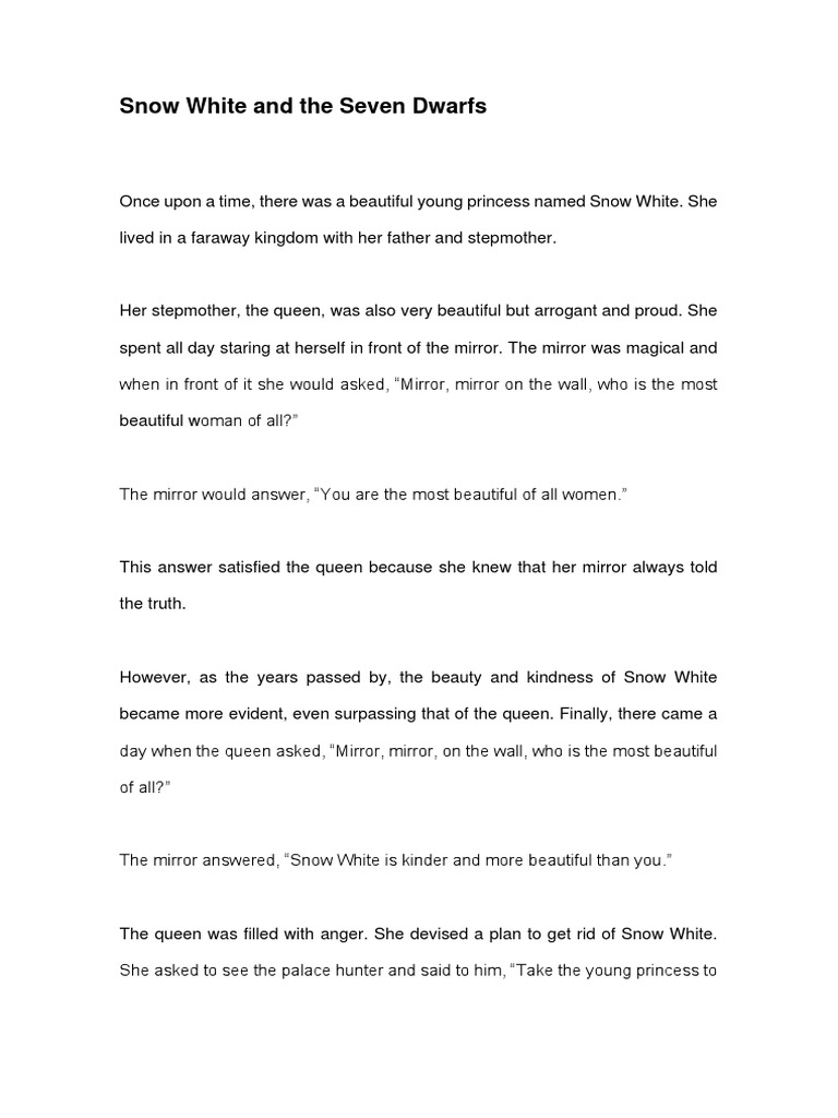 Snow White: A Classic Fairy Tale Summary | PDF | Snow White