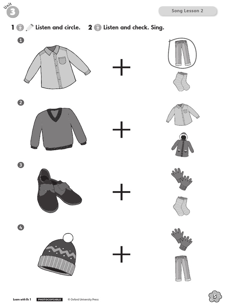 Listen and Circle. 2 Listen and Check. Sing.: Song Lesson 2 | PDF