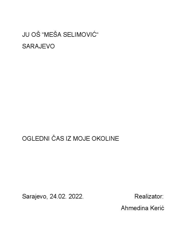 Ogledni Cas VODA-ponavljanje | PDF