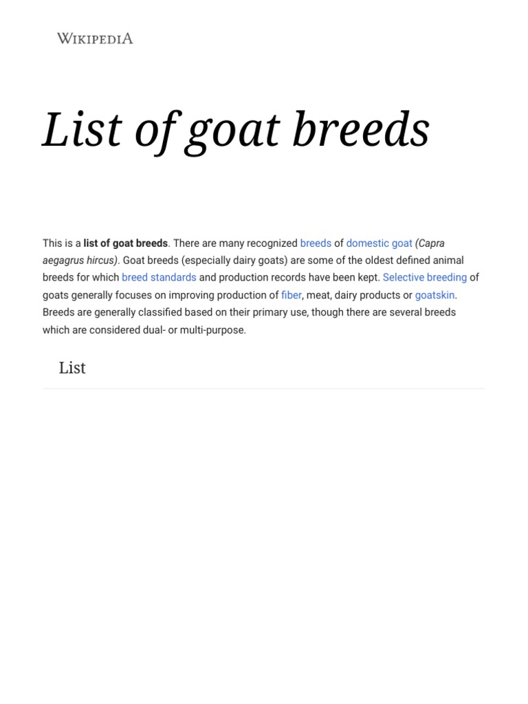 A Comprehensive List of Goat Breeds From Around the World With Details on Origin and Purpose ...