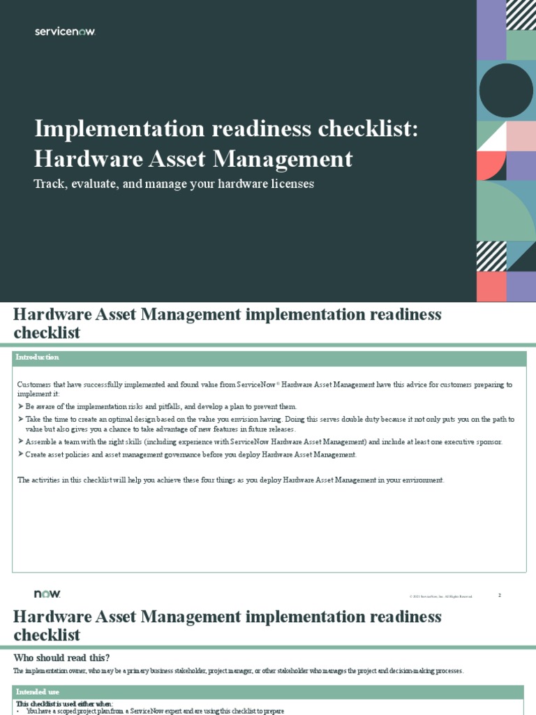 Implementation Readiness Checklist: Hardware Asset Management | PDF ...