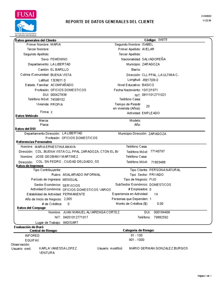 Datos Generales Del Cliente | PDF