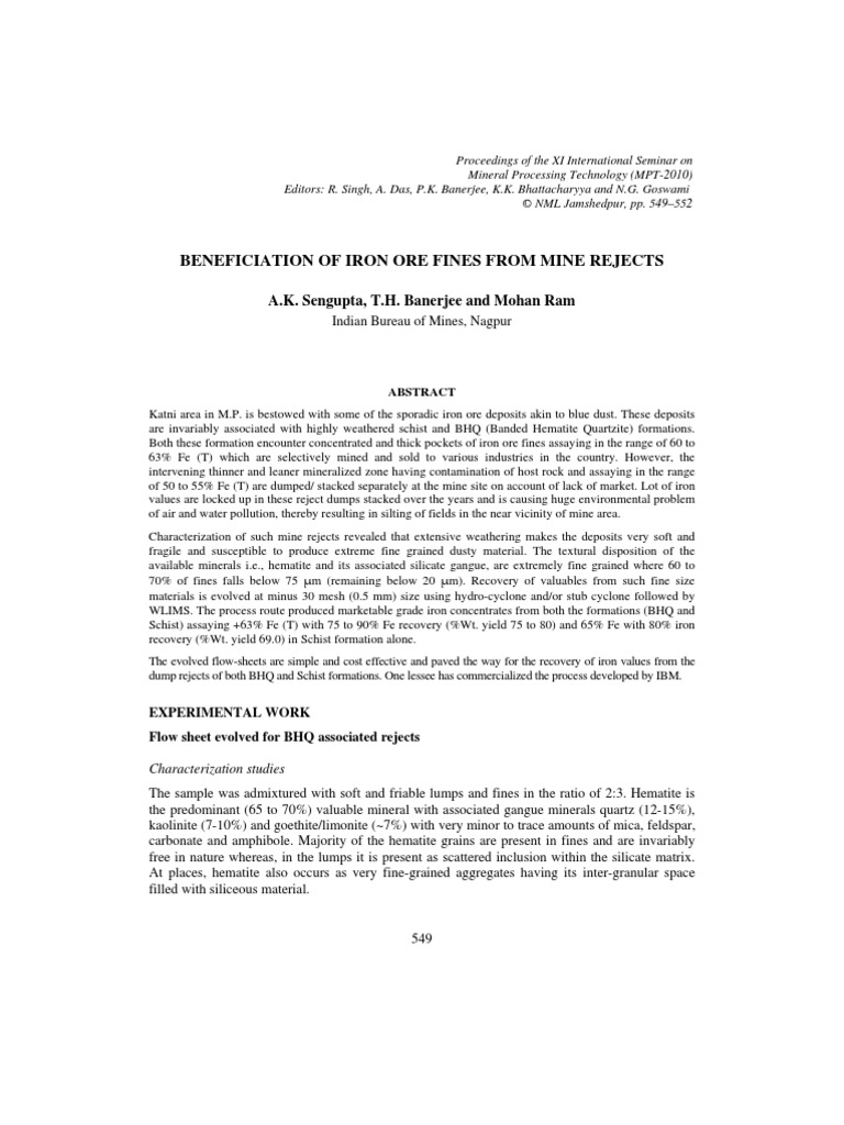 BHQ Benef Study BHQ Schist | PDF | Iron Ore | Minerals