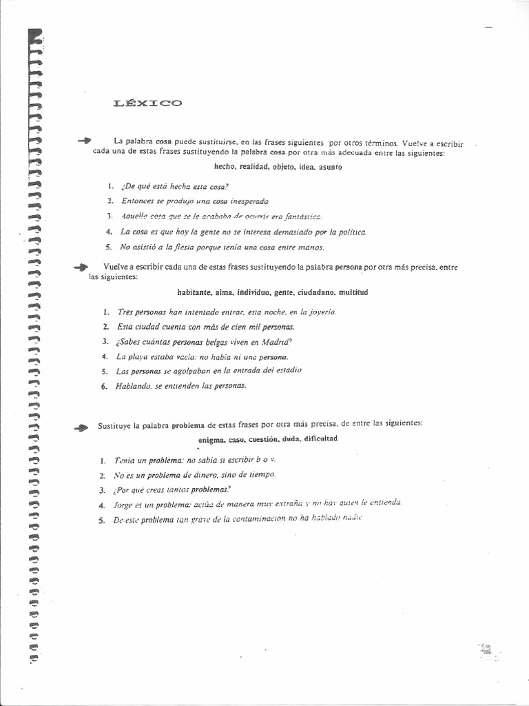 Ejercicio Léxico | PDF