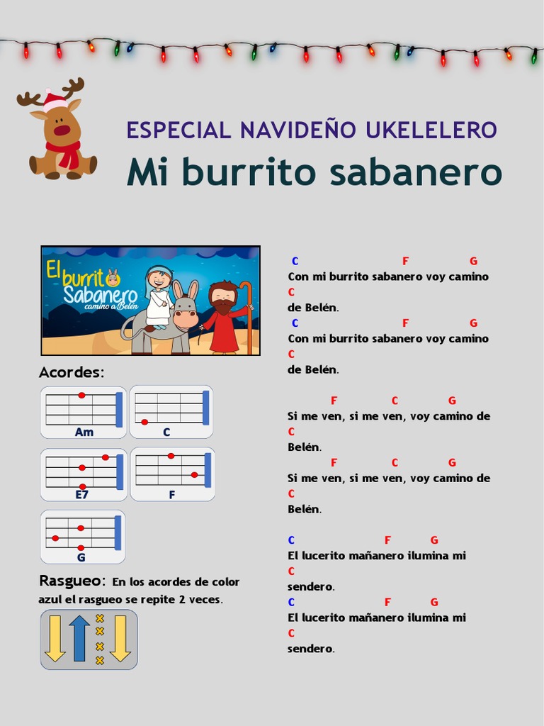 Mi Burrito Sabanero - Especial Navideño - Letra y Acordes - Ukelele ...