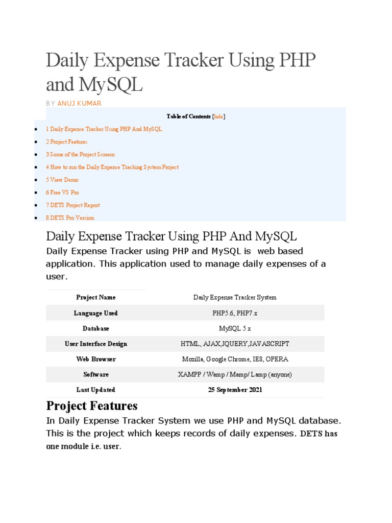 Daily Expense Tracker Using Php And Mysql Pdf Php World Wide Web