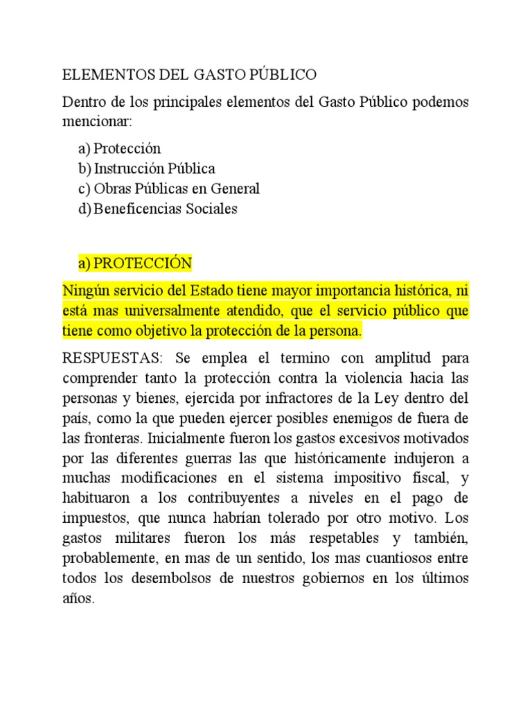 Elementos del Gasto Público | PDF | Impuestos | Economias
