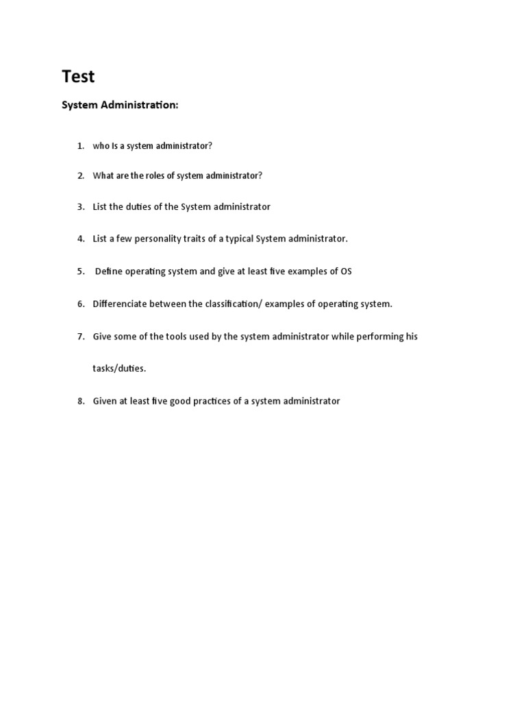 System Administrator Test | PDF