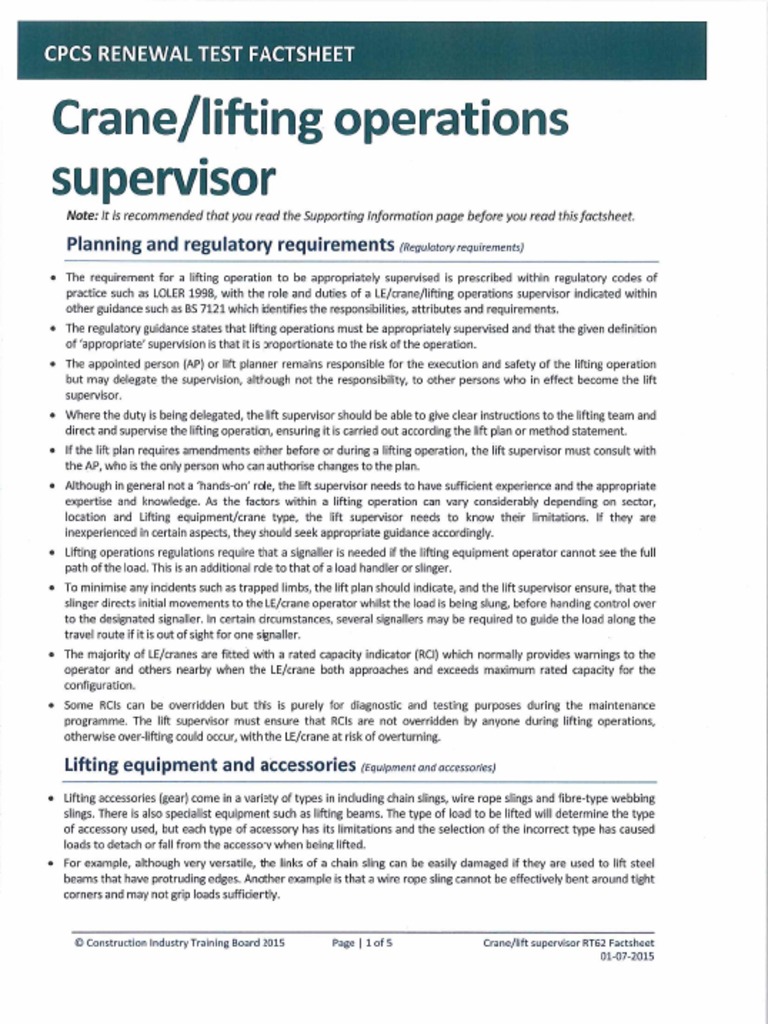 A62 Crane Supervisor | PDF