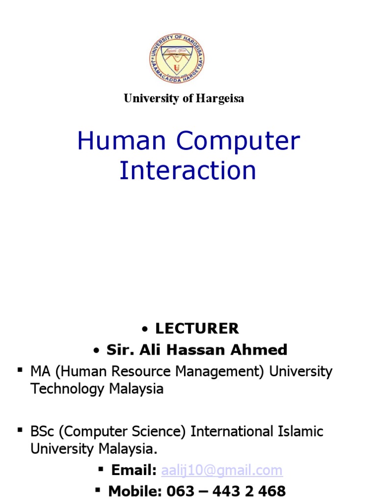 Human Computer Interaction: University of Hargeisa | PDF | Human ...