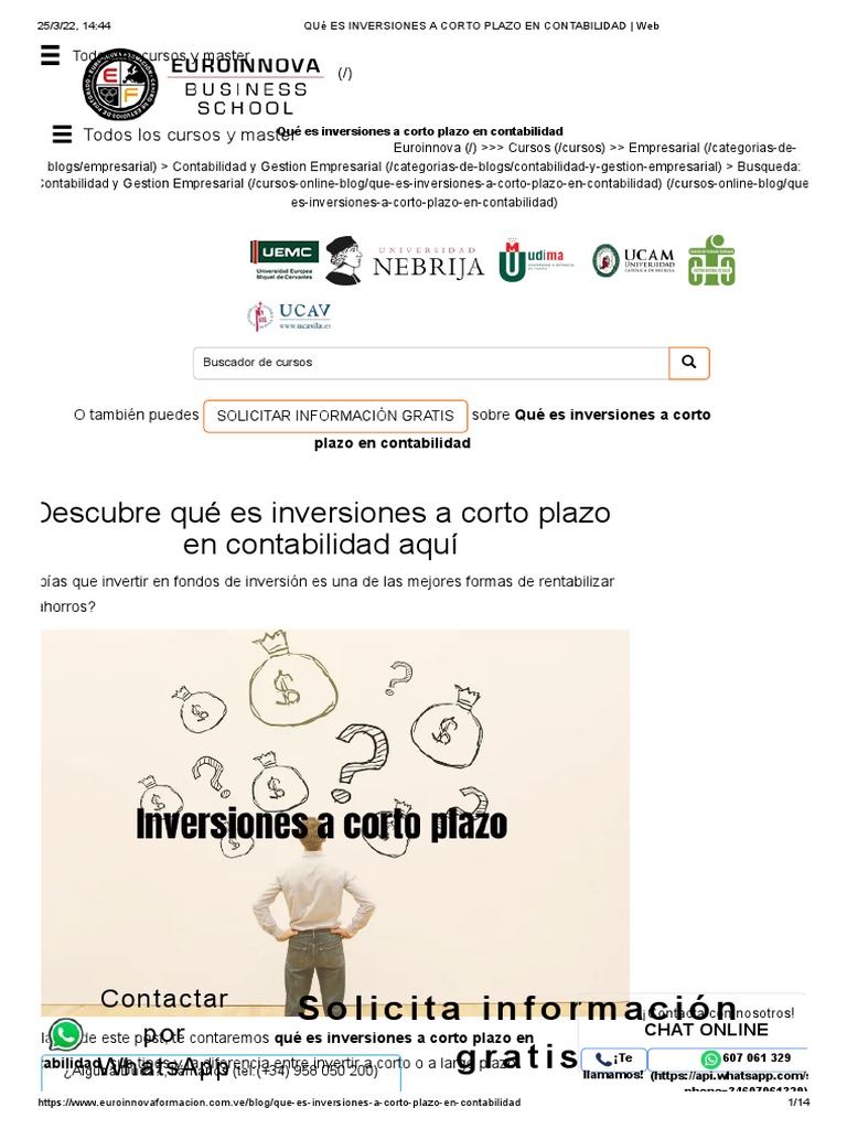 QUé ES INVERSIONES A CORTO PLAZO EN CONTABILIDAD - Web | PDF ...