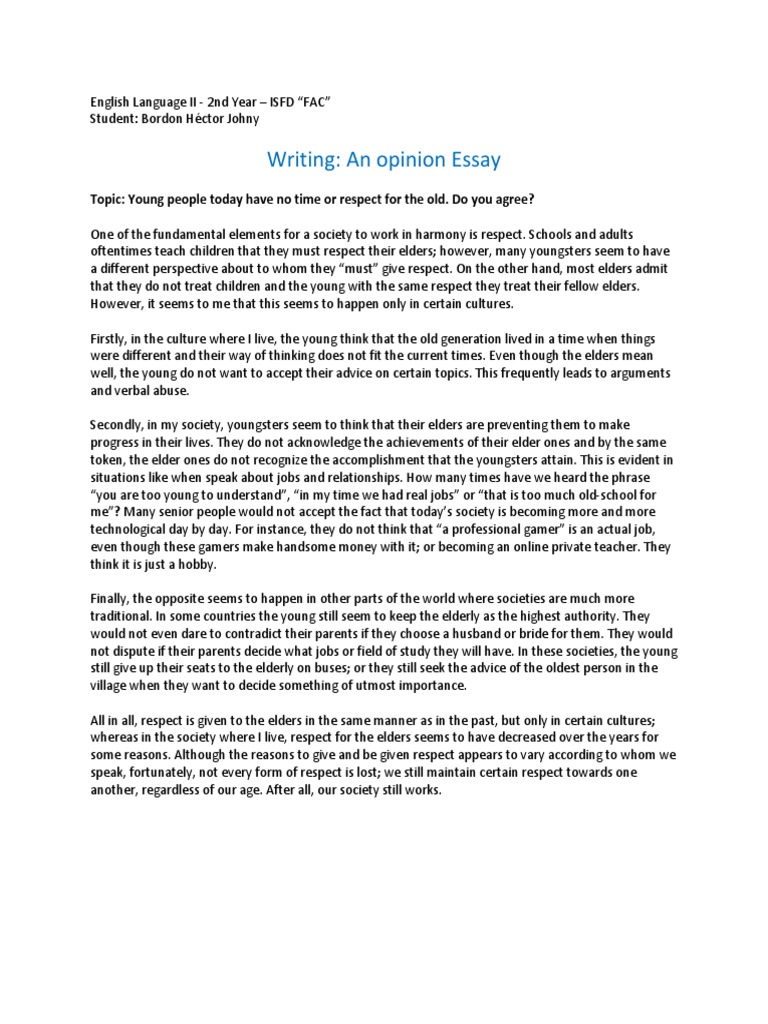 Essay Respect For The Elders | PDF