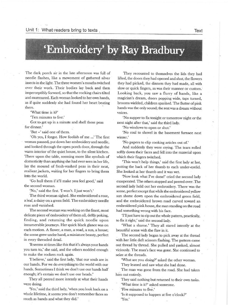 Embroidery Ray Bradbury | PDF