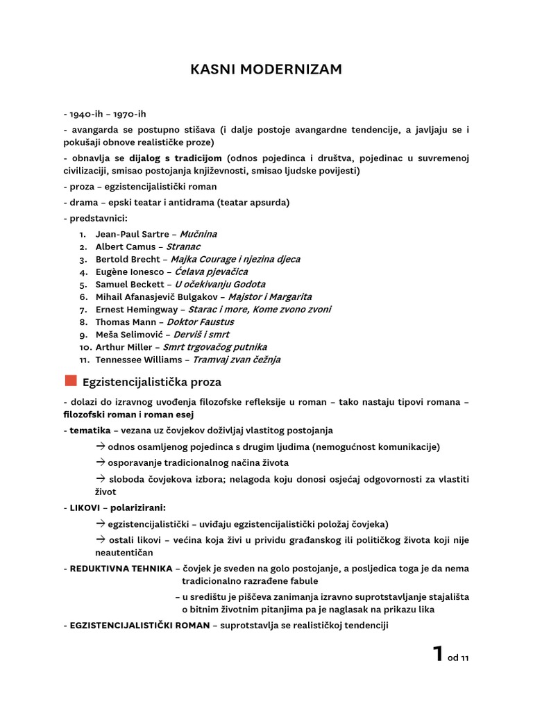 KASNI MODERNIZAM Skripta | PDF