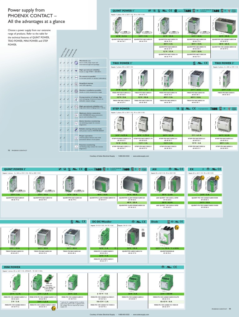 Phoenix Contact New Power Supply Brochure | PDF | Relay | Power (Physics)