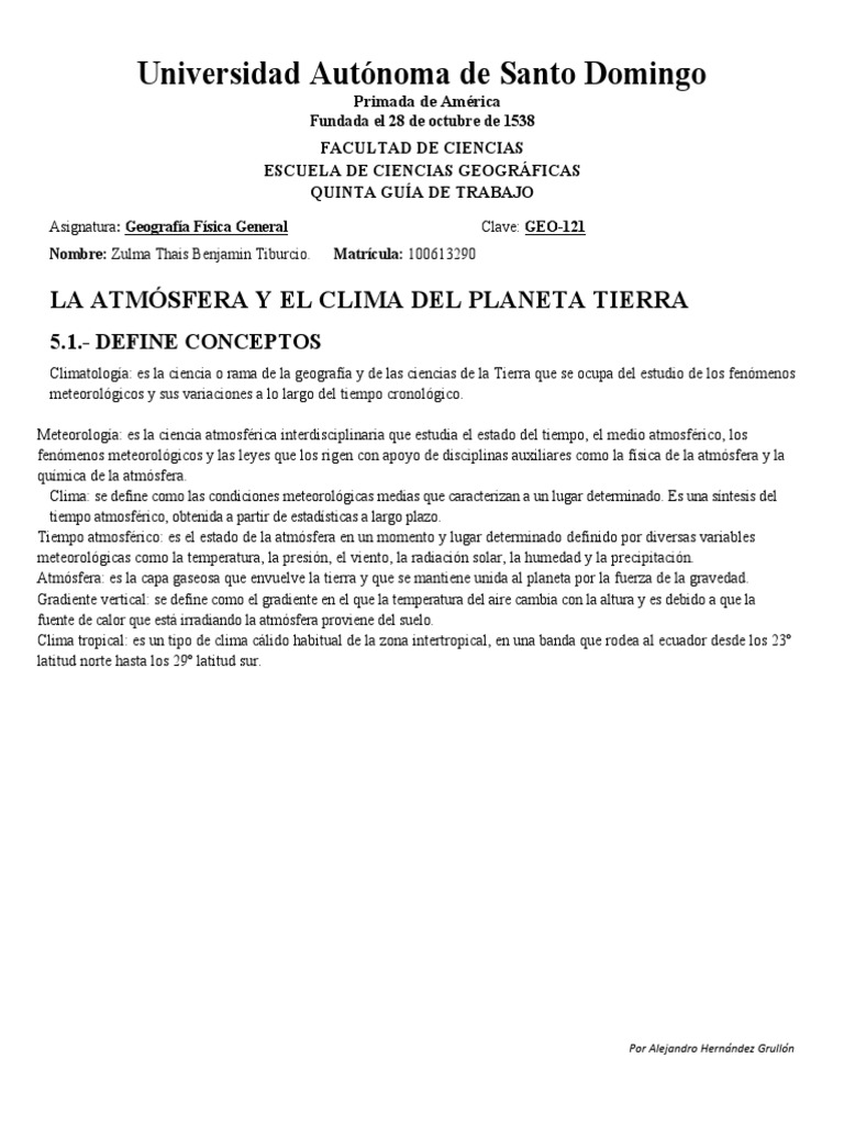 Guía No. 5 Climatología - La Atmósfera y El Clima Del Planeta Tierra ...
