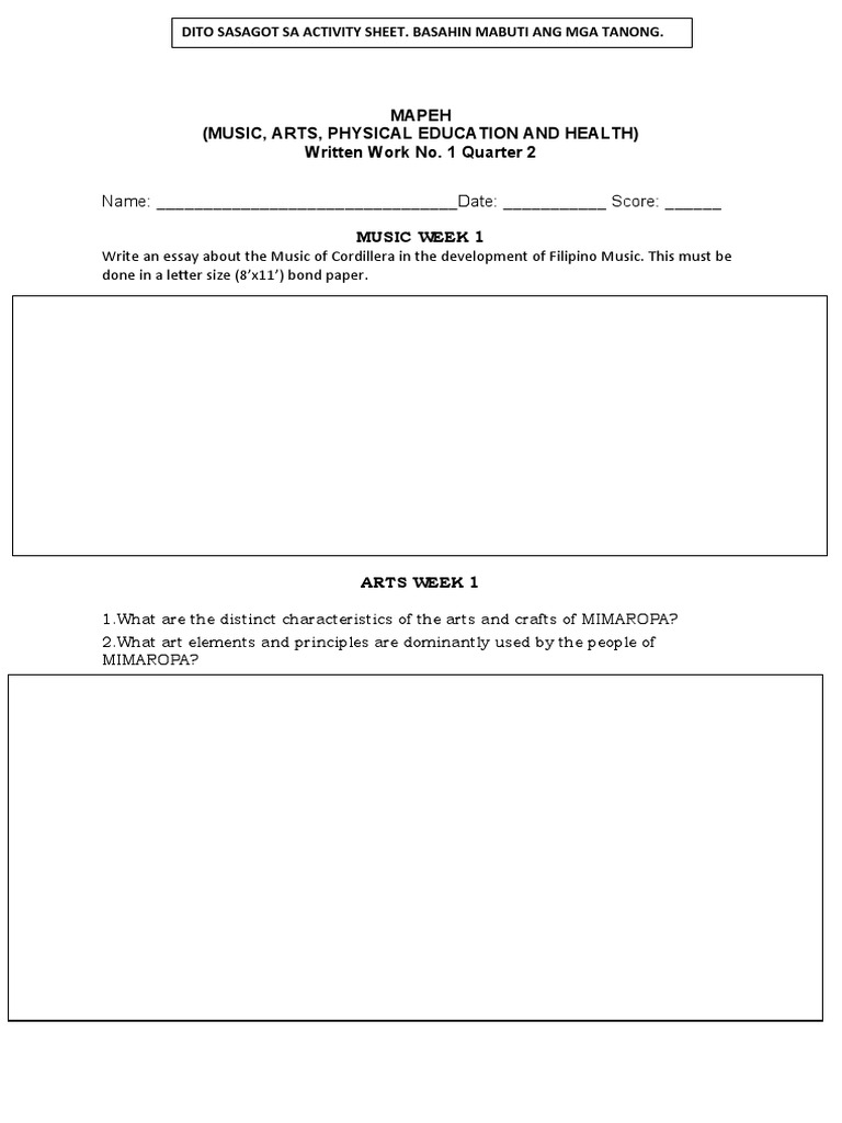 MAPEH Quarter 2 WEEK 1 | PDF