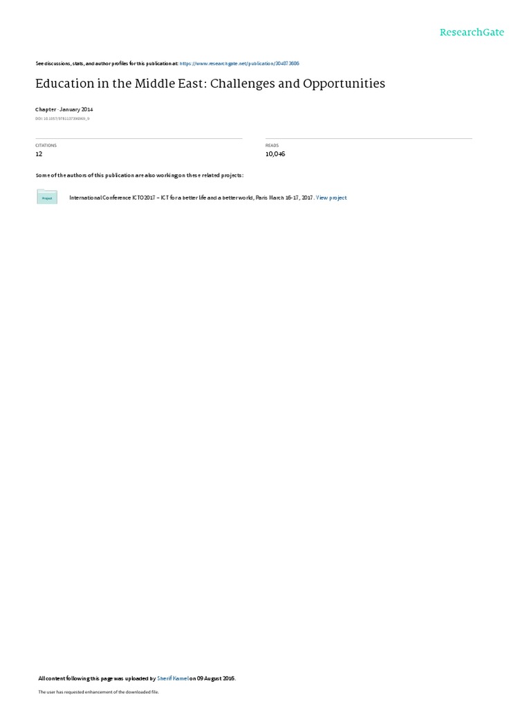 Education in The Middle East: Challenges and Opportunities: January ...