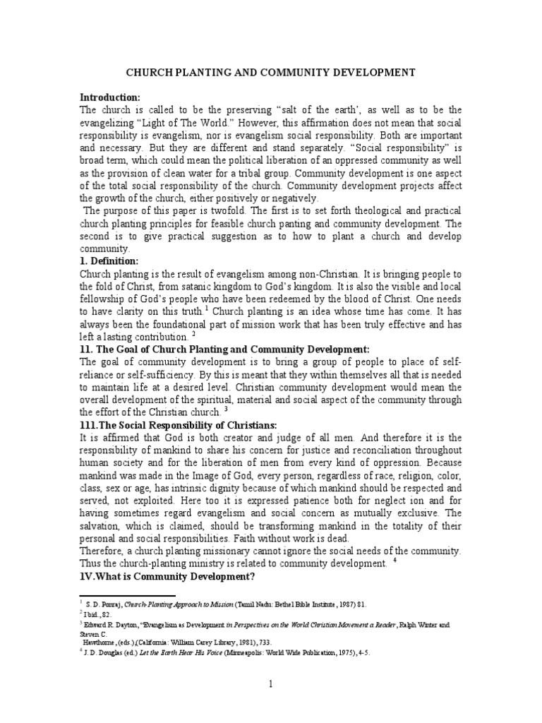 Church Planting and Community Development | PDF | Christian Mission ...
