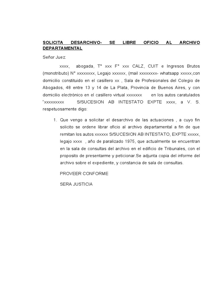 Solicita Oficio Al Archivo Departamental | PDF