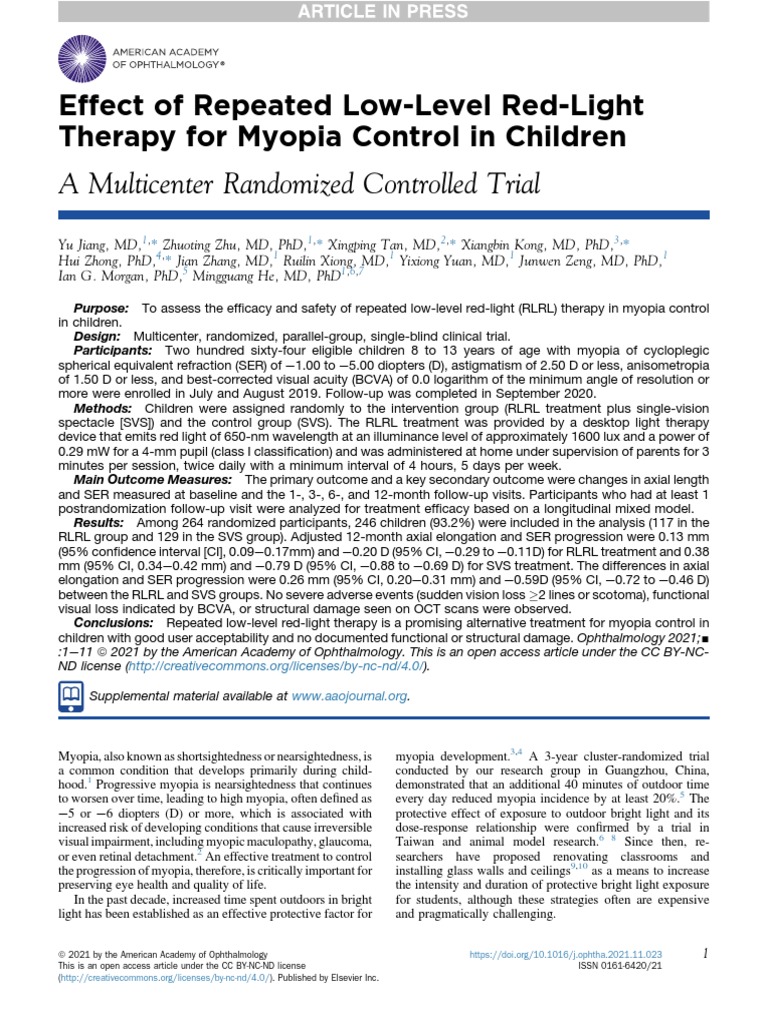 Effect of Repeated Low-Level Red-Light Therapy For Myopia Control in ...
