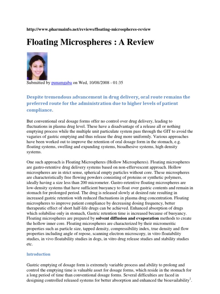 Floating Microspheres-A Review | PDF | Buoyancy | Emulsion