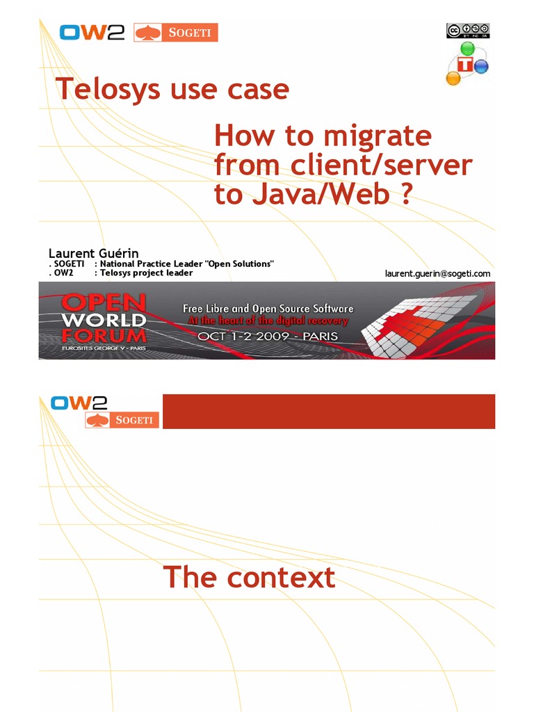 Open World Forum 2009 Migration With Telosys | PDF | Web Application | Application Software
