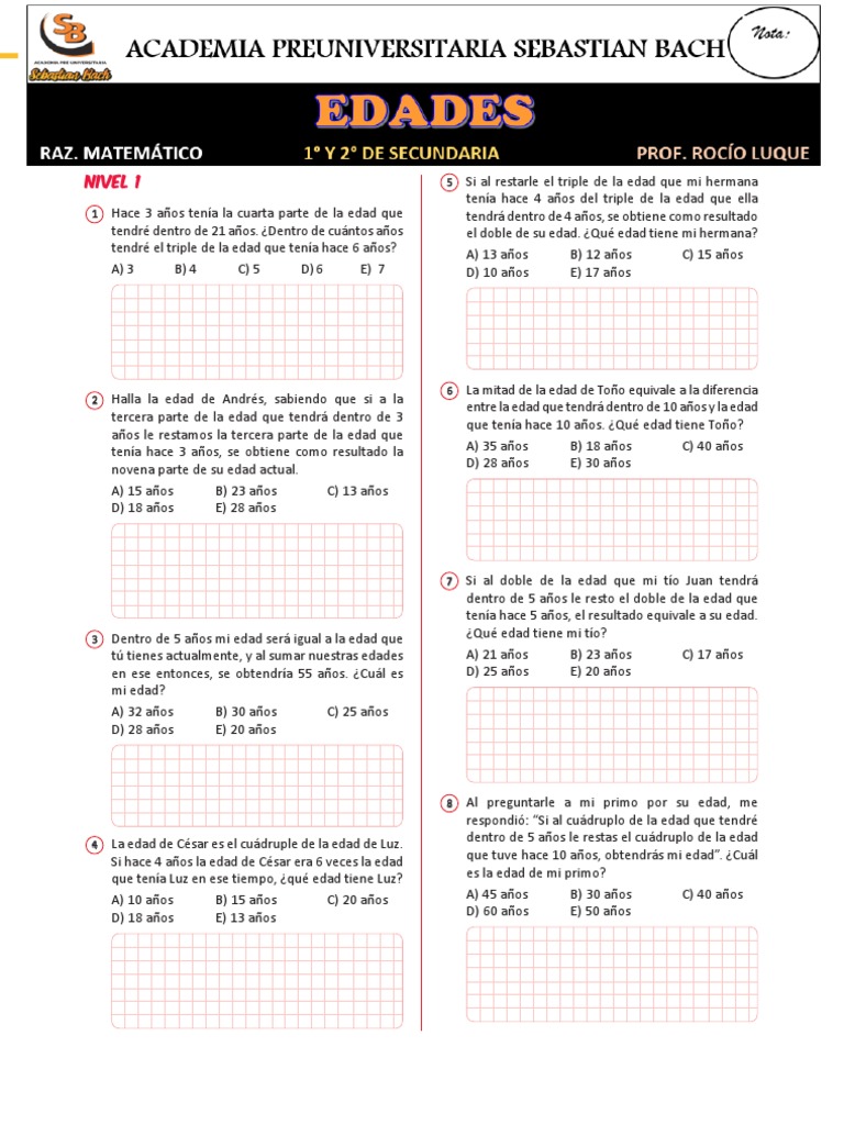 1ro y 2do - RM - Edades | PDF
