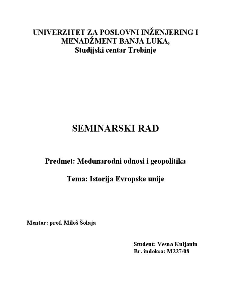 Evropska Unija | PDF