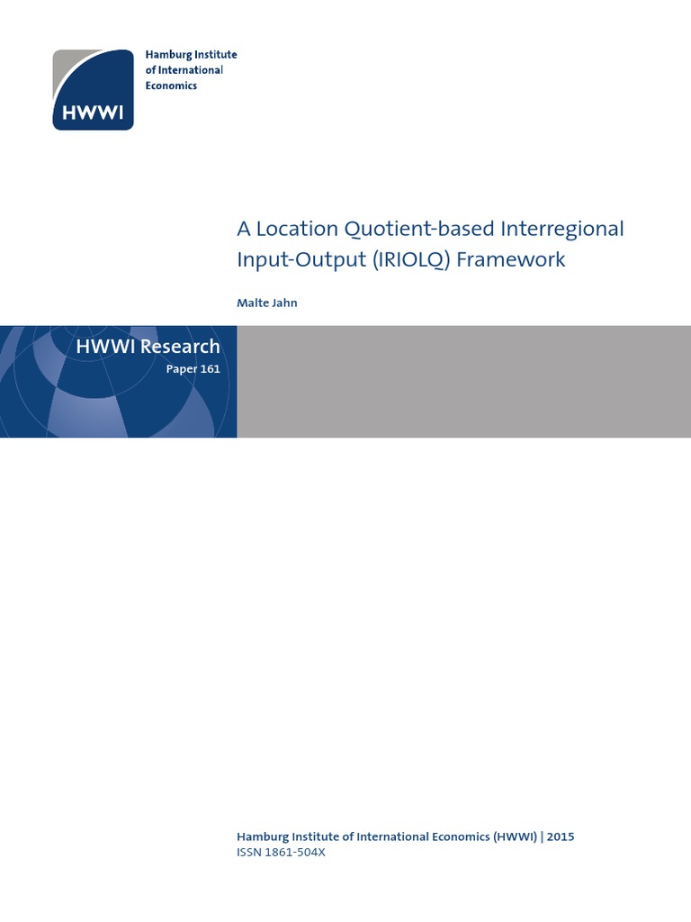 A Location Quotient-Based Interregional Input-Output (IRIOLQ) Framework | PDF | Input–Output ...