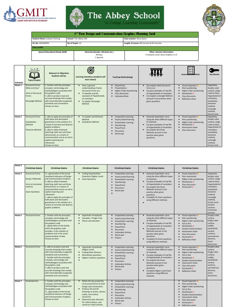5th Year Design Graphics Lesson Plan | PDF