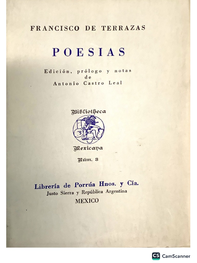 Terrazas, Francisco de - Poesías - Ed. de Castro Leal | PDF