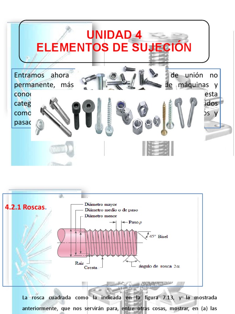 Unidad 4 Elementos de Sujecion | PDF | Ciencia y matemáticas