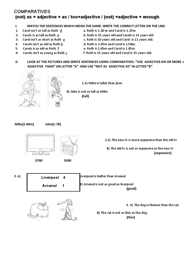 Comparatives Worksheet Activities | PDF
