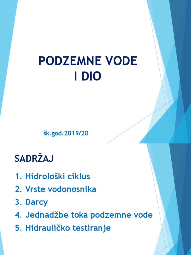 Podzemne Vode - PREZENTACIJA Online - I DIO - 219 - 20 | PDF