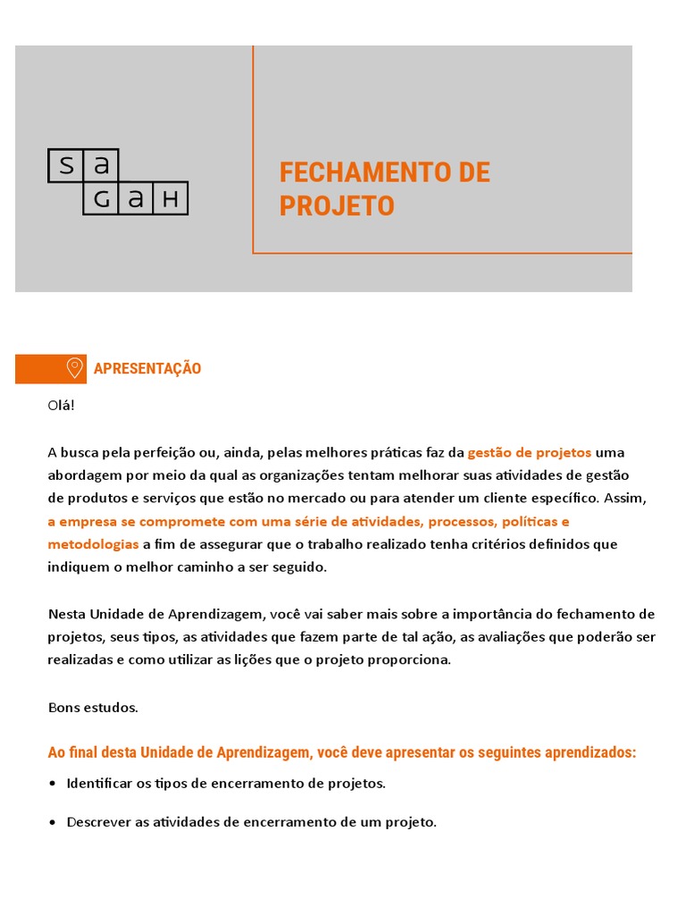Fechamento de Projeto | PDF | Aprendizado | Tempo
