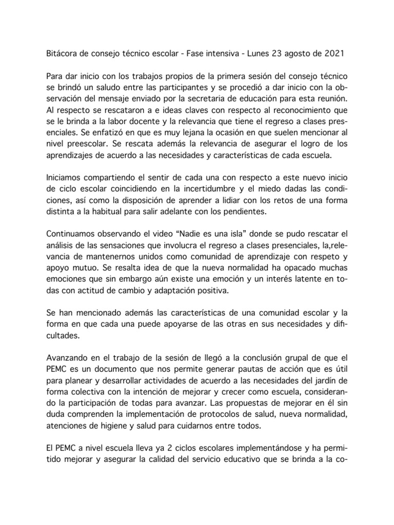 Bitácora CTE | PDF | Aprendizaje | Cognición