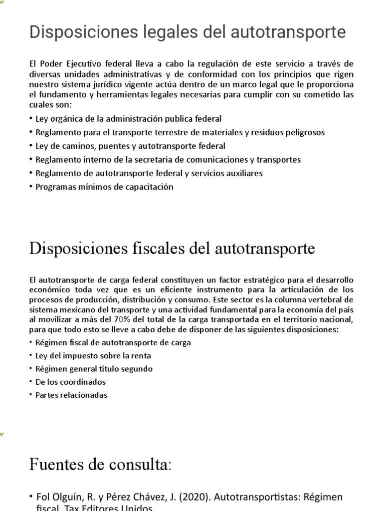 Disposiciones Legales y Fiscales Del Autotransporte | PDF