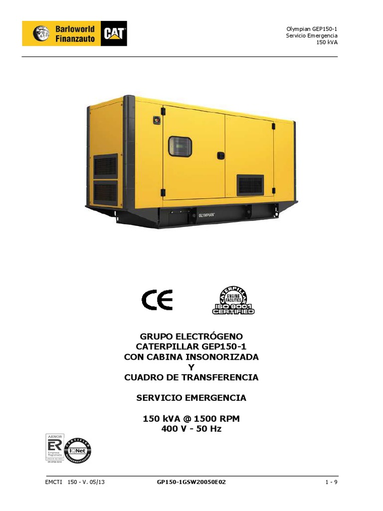 Generador Caterpillar GEP150-1 150 kVA | PDF | Turbocompresor ...