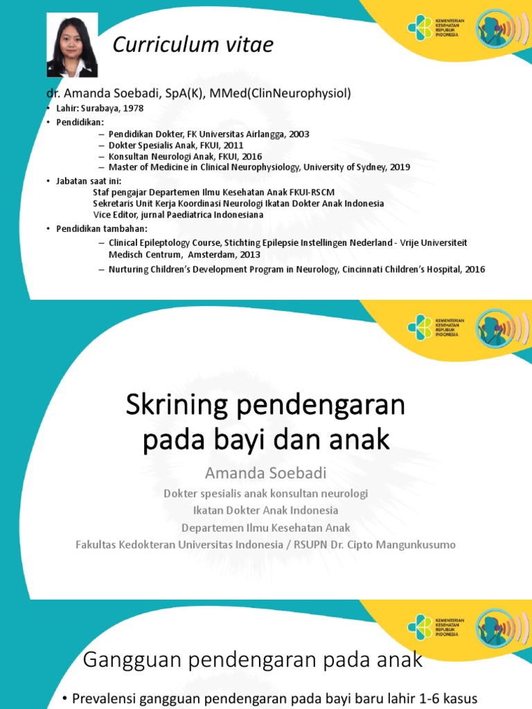 Skrining Pendengaran Pada Bayi Dan Anak For Handout | PDF Skrining Pendengaran Pada Bayi Dan Anak For Handout | PDF