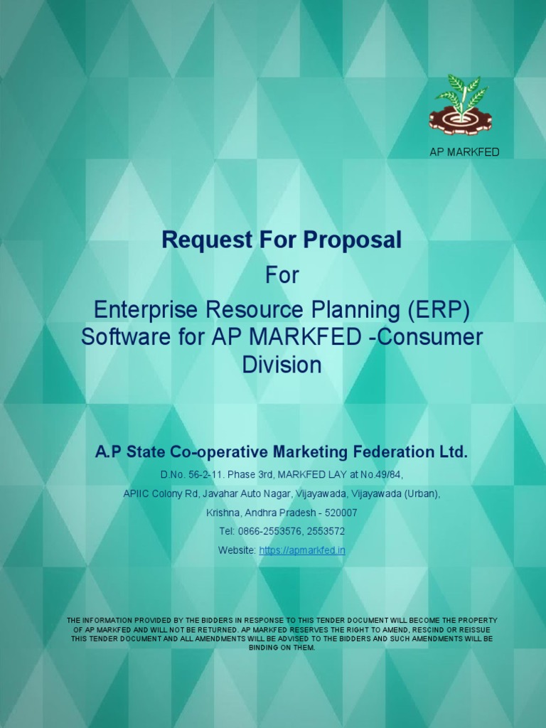 Request For Proposal: For Enterprise Resource Planning (ERP) Software ...