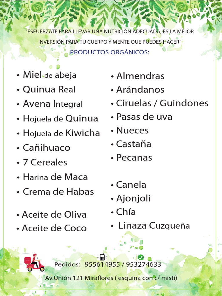 Productos para Cartel | PDF