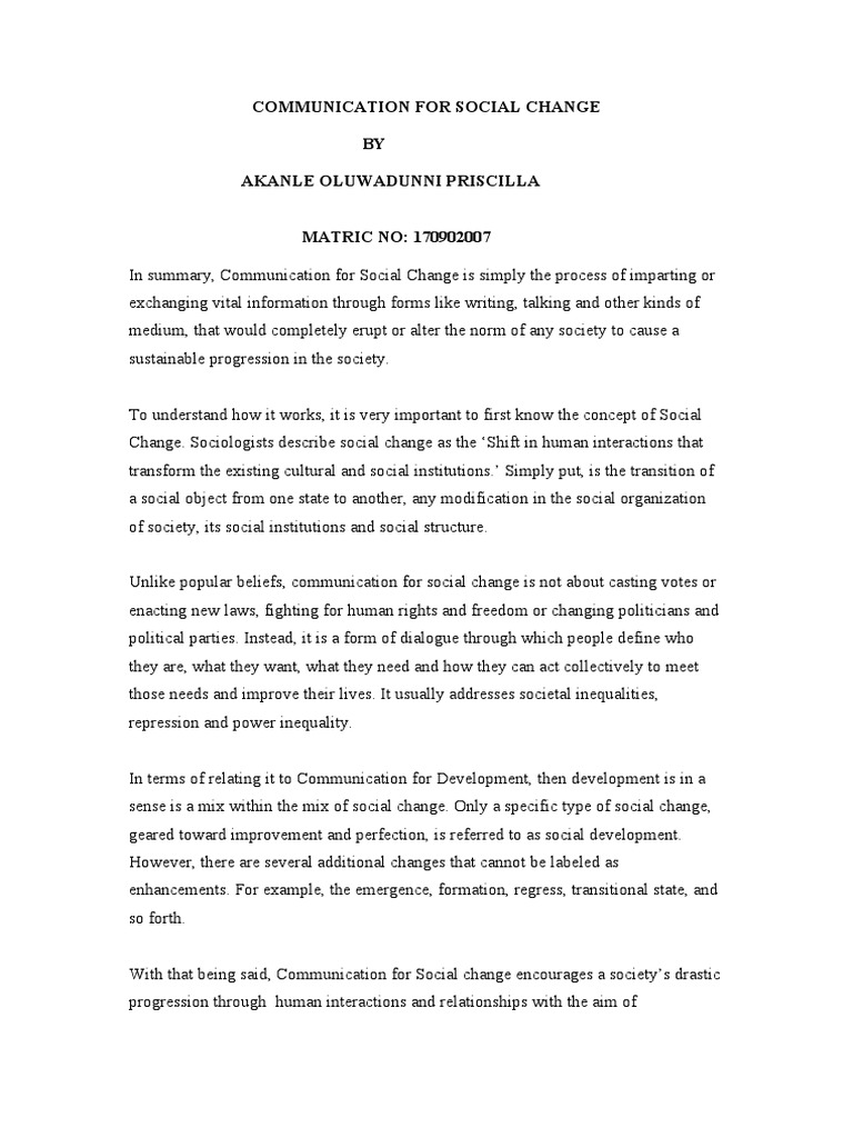Communication For Social Change | PDF