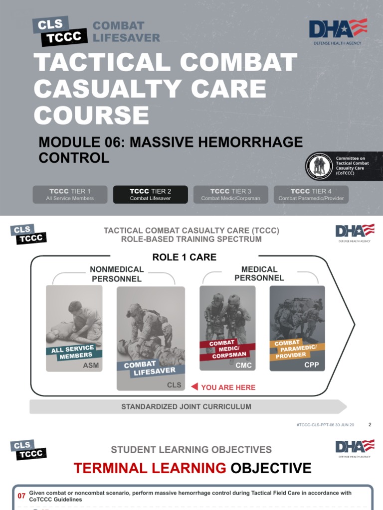 Module 06: Massive Hemorrhage Control: TCCC Tier 4 TCCC Tier 1 TCCC ...