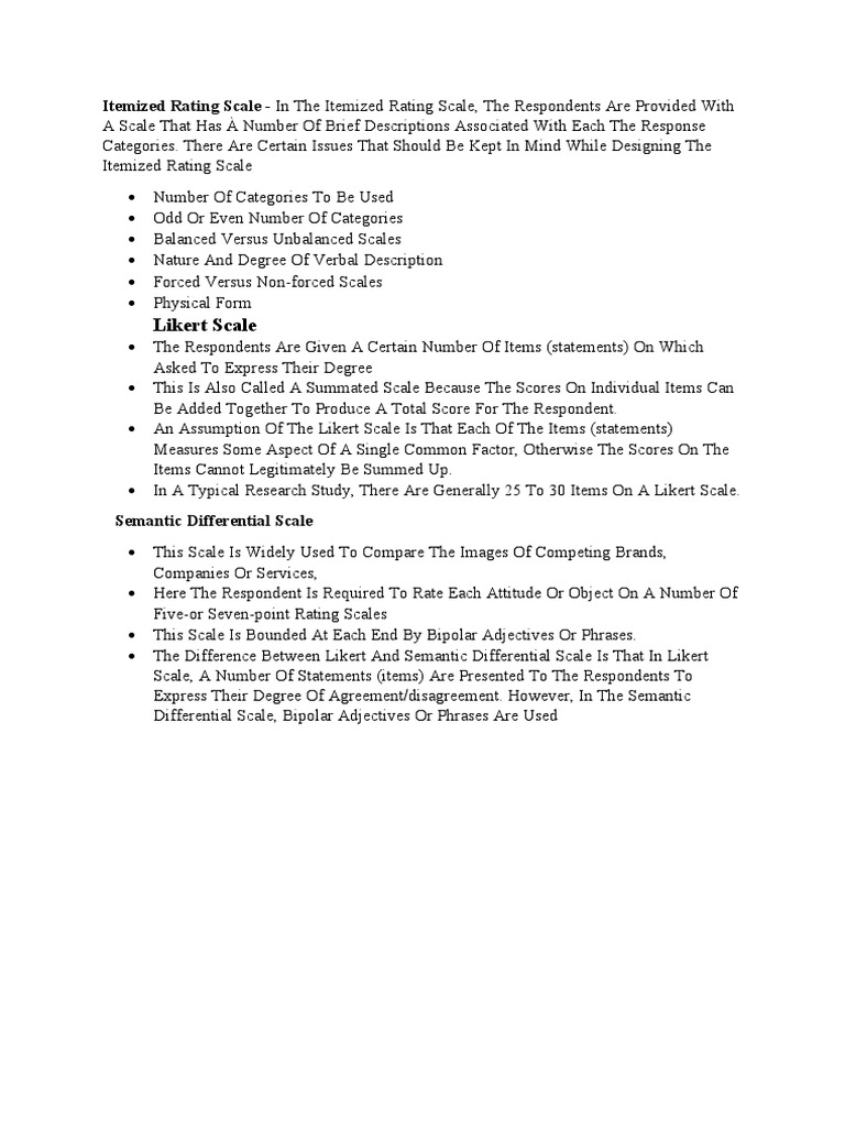 Itemized Rating Scale-RMM | PDF