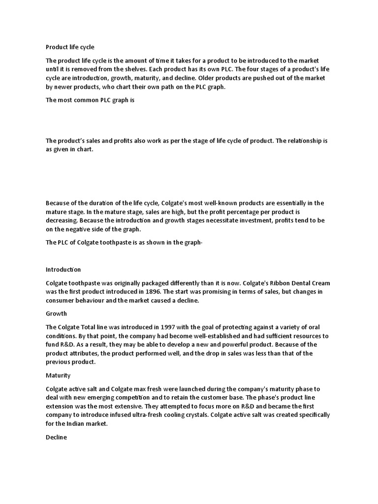 Colgate Toothpaste Product Life Cycle Analysis | PDF
