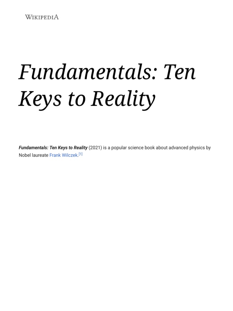 Fundamentals - Ten Keys To Reality - Wikipedia | PDF | Physics | Science